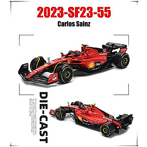Xiangtat 1/43 Bburago 1:43 F1 2023 Ferrari SF23 55# Carlos Sainz Alloy Car Die Cast Car Model Collection Gift (SF23 55# W/Helmet)