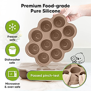 KeaBabies 12-Pack Baby Food Containers and Silicone Baby Food Freezer Tray with Clip-on Lid - 4 oz Glass Food Jars - Breast Milk Trays for Freezer