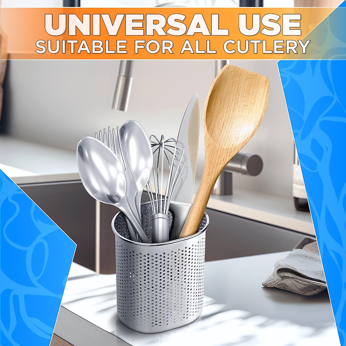 Chopsticks Holder Dishwasher Cutlery Rack - Oval Cutlery Drainer Basket for Kitchen Sink Dishwasher Rack - Stainless Steel Utensil Container for Dishwasher - Cutlery Caddy Silverware Drying Rack