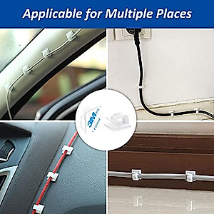 Adhesive Cable Clips - 50 Pcs Wire Holder Organizer Cord Management for Car, Ethernet Cable,Wall,Office and Home-White (41/64"x37/64"-50PCS, White)
