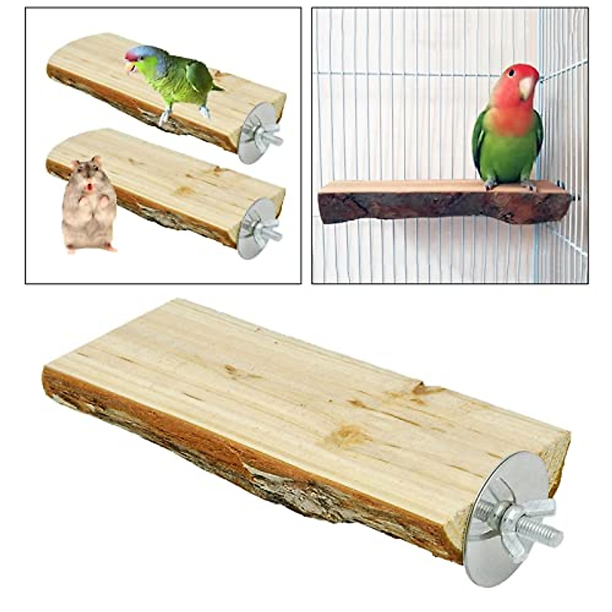 Natural Wooden Bird Perch Stand, Multi-Branch Hanging Perch Platform for Parrots, Cockatiels, Conures, Macaws, 7-8cm 15cm
