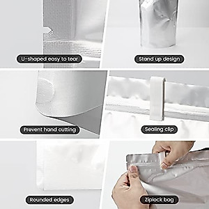 SOFTGAS 150 Pack Mylar Bags for Food Storage with Oxygen Absorbers & Labels, Resealabel Ziplock Food Grade Bags for Long Term Food Storage (4 size 4.3 * 6.3/6 * 9/7.5 * 11.5/10 * 14)