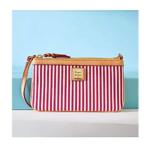DOONEY & BOURKE DB RED AND WHITE STRIPE LARGE SLIM WRSITLET CLUTCH BAG