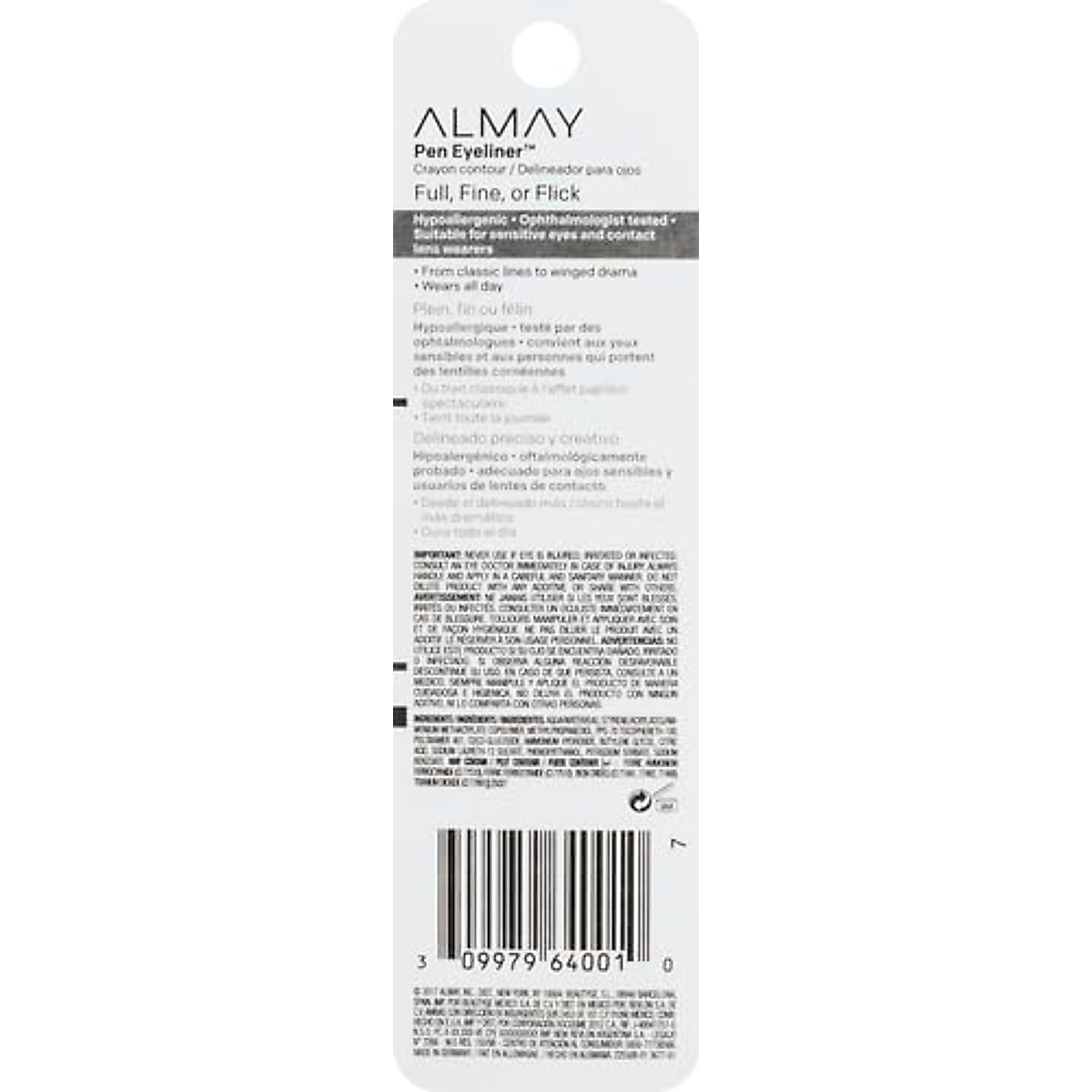 Almay Eyeliner Pen, Black, 1 count