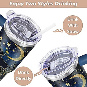 Mindunm 40 oz Cute Cat Tumbler with Handle and Straw Lid cat gifts for cat lovers for Women Double Insulated Cup Travel Coffee Mug