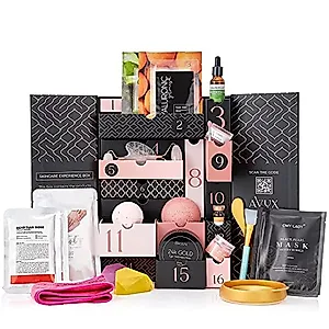 AVUX Beauty Care Box 22 pcs – Bath and Body Set includes Jelly Mask, Soap, Jade roller, Gua Sha, Bath Bomb, foldable bowl, spatula and more – Spa Set Gift on birthday and wedding for girls and women