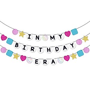 Pre-strung Friendship Bracelet Birthday Banner In My Birthday Era Banner for Singer Birthday Party Decorations