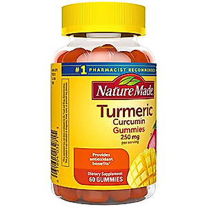 Nature Made Turmeric Curcumin 250mg Per Serving, Dietary Supplement for Antioxidant Support, 60 Gummies, 30 Day Supply