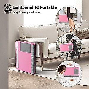 Gimars Home Office Lap Desk Fits up to 17 Inches Laptop with Dual Cushion,Wrist Rest, Built-in Mouse Pad, Tablet Phone Holder and Storage Drawer, Pink