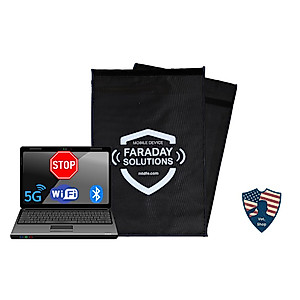 Digital Forensic Evidence Laptop Faraday Case with Faraday Solutions Enhanced X2 Shielding for Executive Travel and Personal Privacy (Cellphones, Tablets, Laptops 22 inch x 15 inch), Black