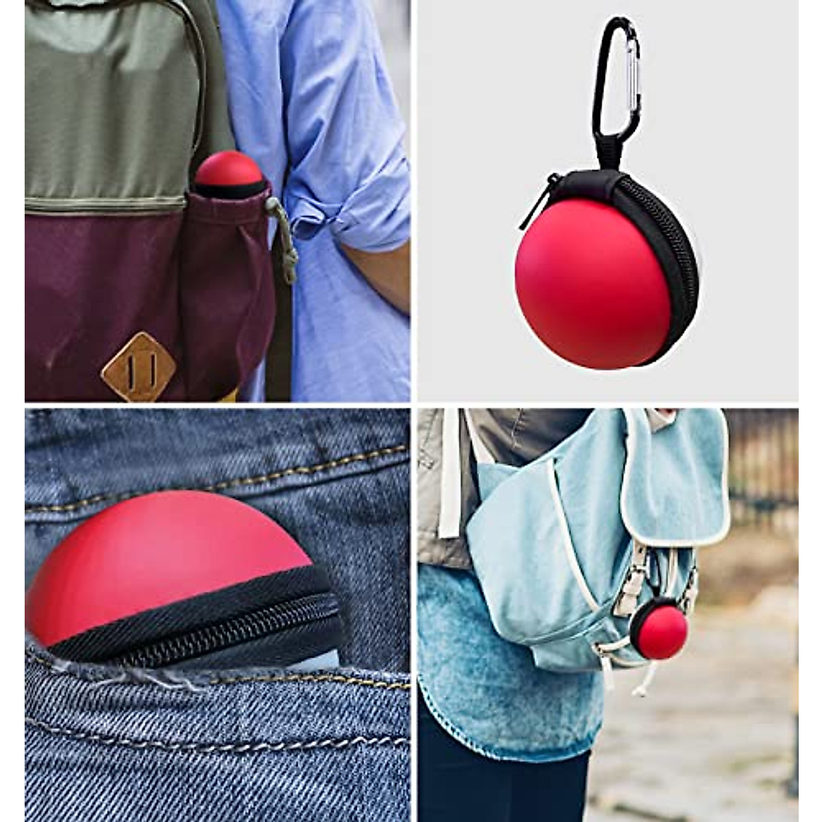 Instiwitt Controller Portable Cover Kids Wireless Earbud Case Portable Protection EVA Travel Carrying Case Travel Storage Bag with Keychain Belt Clip, red black, M