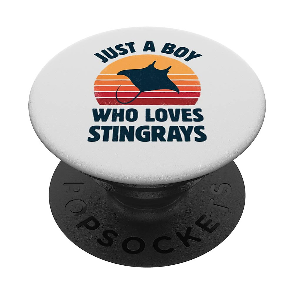 Stingray Just A Boy Who Loves Sea Animals Men Retro Vintage PopSockets Swappable PopGrip