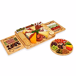 Stedware Cheese Board Set, Charcuterie Board & Knife Set with Cheese Tray, Large Bamboo Platter for Cheese & Meat - Gift for Women, Couples Wedding Anniversary, Housewarming