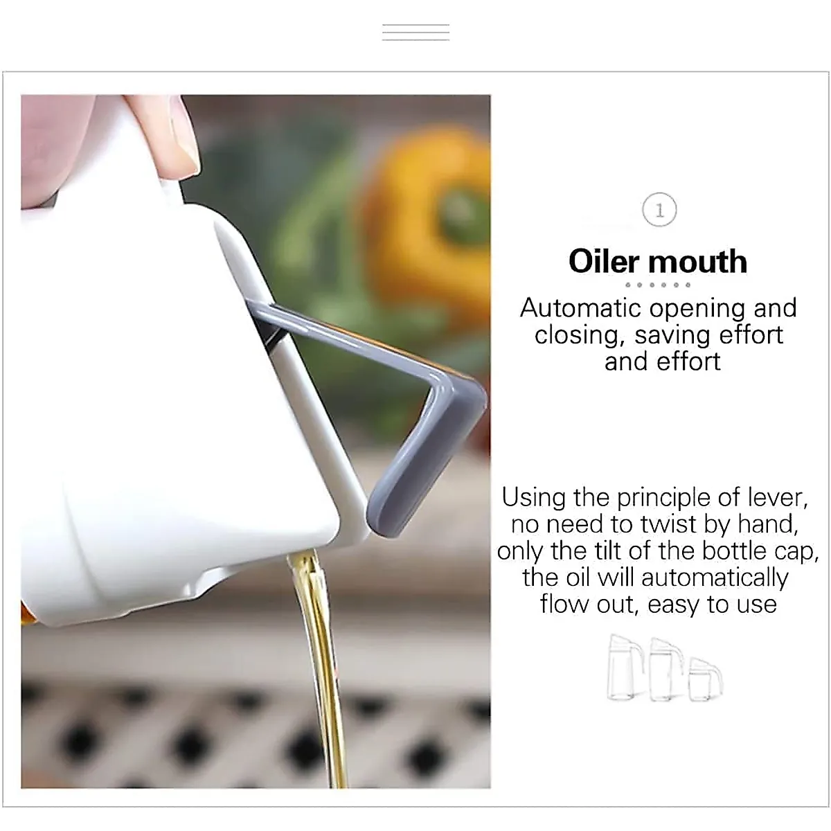 Hweryho Dispenser, Auto Flip Cap 630ml Leakproof Olive Oil Bottle for Kitchen, Oil Sprayer for Cooking, Easy Refill & Cleaning Non-Drip Spout, Non-Slip Handle, Oil Sprayer for Cooking (1 PACK)