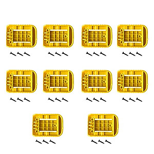 weqcter 10Packs Battery Ready Dock/Mount Holder for Dewalt Battery Fit for 20V 60V Yellow (No Battery)