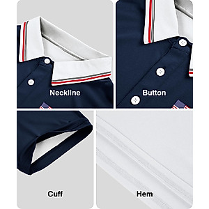 ZITY Golf Polo Shirts for Men Short Sleeve Athletic Tennis T-Shirt Navy White XL