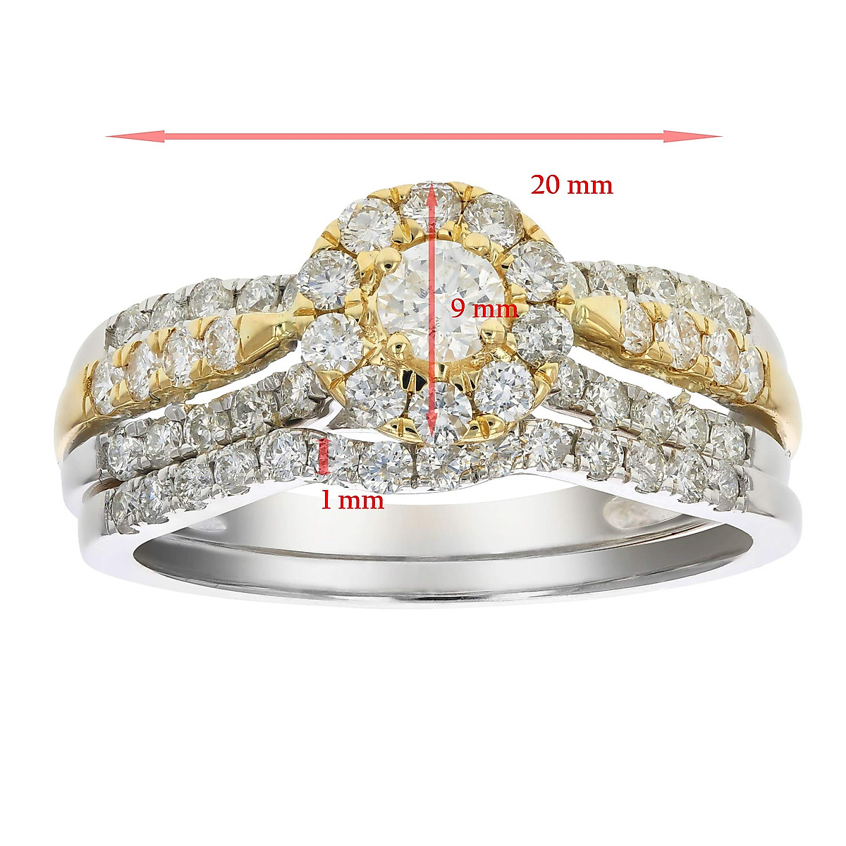 Vir Jewels 1 cttw Diamond Wedding Engagement Ring Set 14K Yellow Gold Bridal Size 7