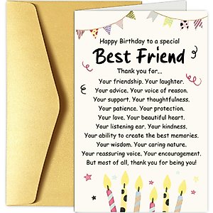 Chenive Birthday Card for Friend, Best Friend Birthday Card, Poem Birthday Card for Bestie BFF Soulmate, Happy Birthday to A Special Best Friend
