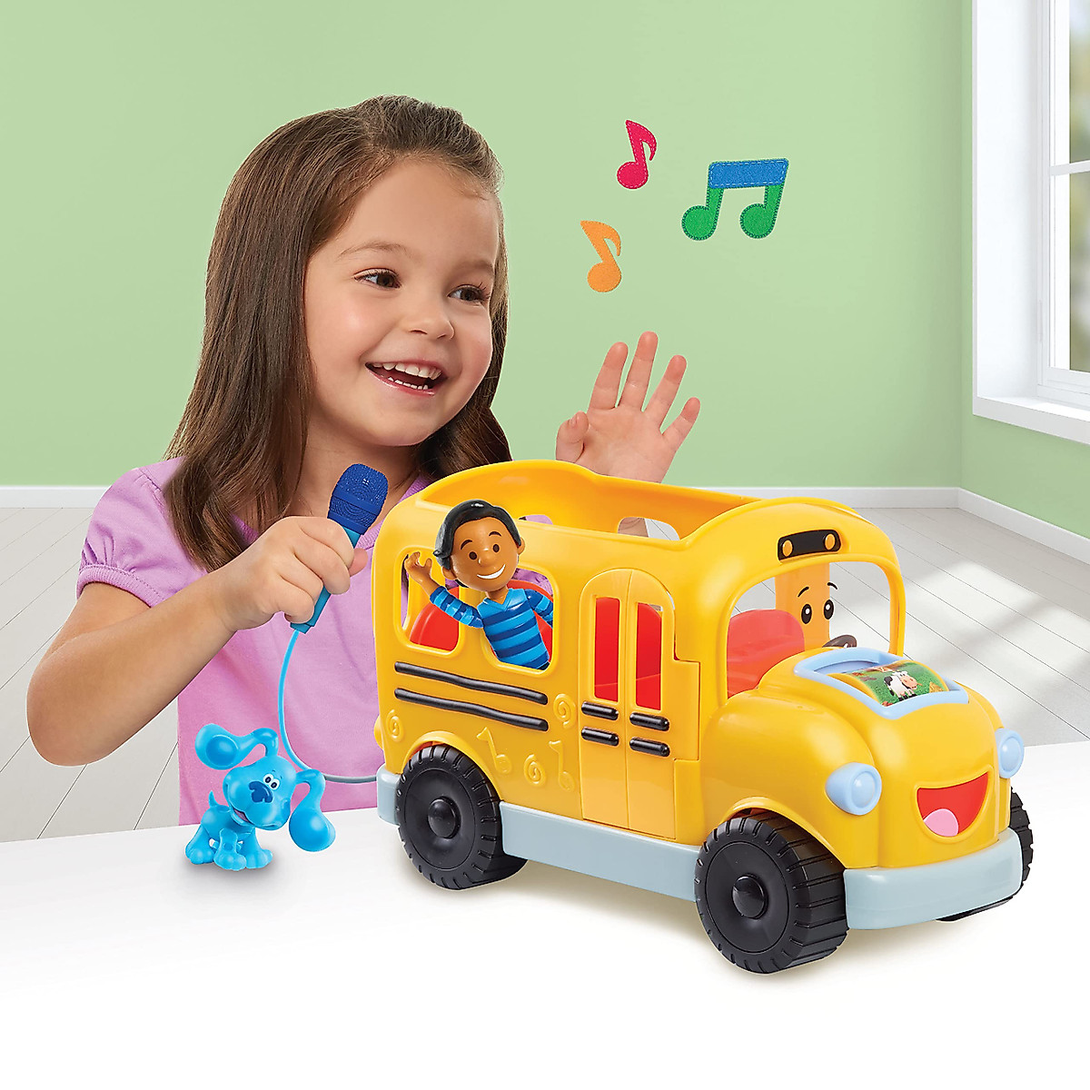 Blue's Clues & You! Sing-Along School Bus with Josh and Blue Figures, Includes Microphone and Plays 3 Songs, Kids Toys for Ages 3 Up by Just Play