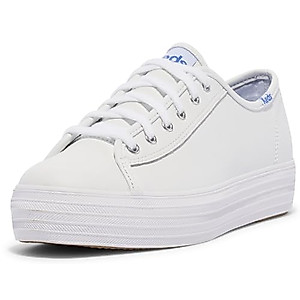 Keds Women's Triple Kick Leather Sneaker, White, 8