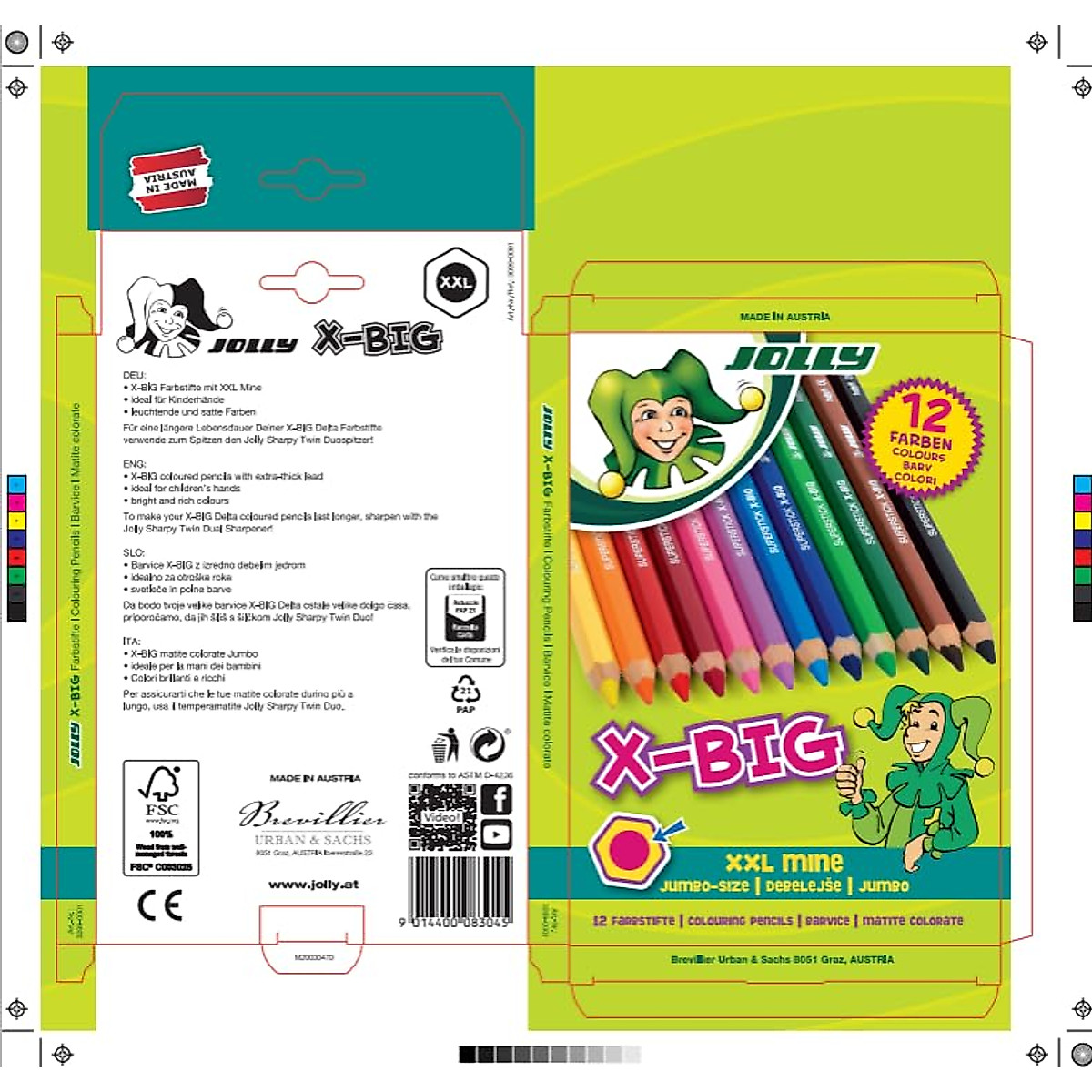 JOLLY X-Big Jumbo Colored Pencils; Set of 12, Perfect for Special Needs, Art Therapy, Pre-School and Early Learners, Multicolor (3099-0001)