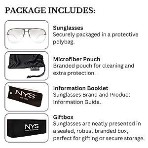 NYS Collection Aviator Sunglasses Women Men Classic 100% UV400 Protection (Silver Frame-Clear Gradiant Lens)