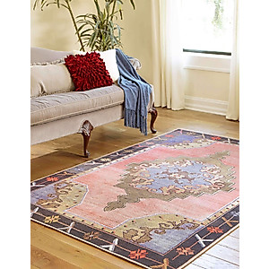 Unique Loom Timeless Collection Area Rug - Thomas (2' x 3' 1" Rectangle, Pink/ Black)