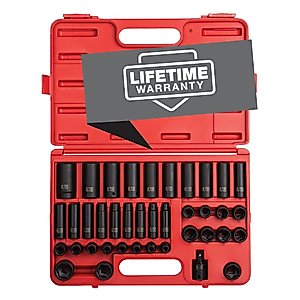 SUNEX TOOLS 2669, 1/2 Inch Drive Master Impact Socket Set, 39-Piece,, 9mm-30mm, Standard/Deep, Cr-Mo Steel, Radius Corner Design, Dual Size Markings, Heavy Duty Storage Case
