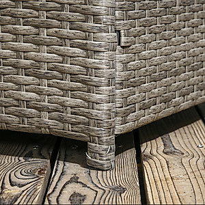 Outsunny 113 Gallon Deck Box, Rattan Outdoor Storage Box, Waterproof Storage Container for Indoor, Patio Furniture Cushions, Pool Supplies, Garden Tools, Gray