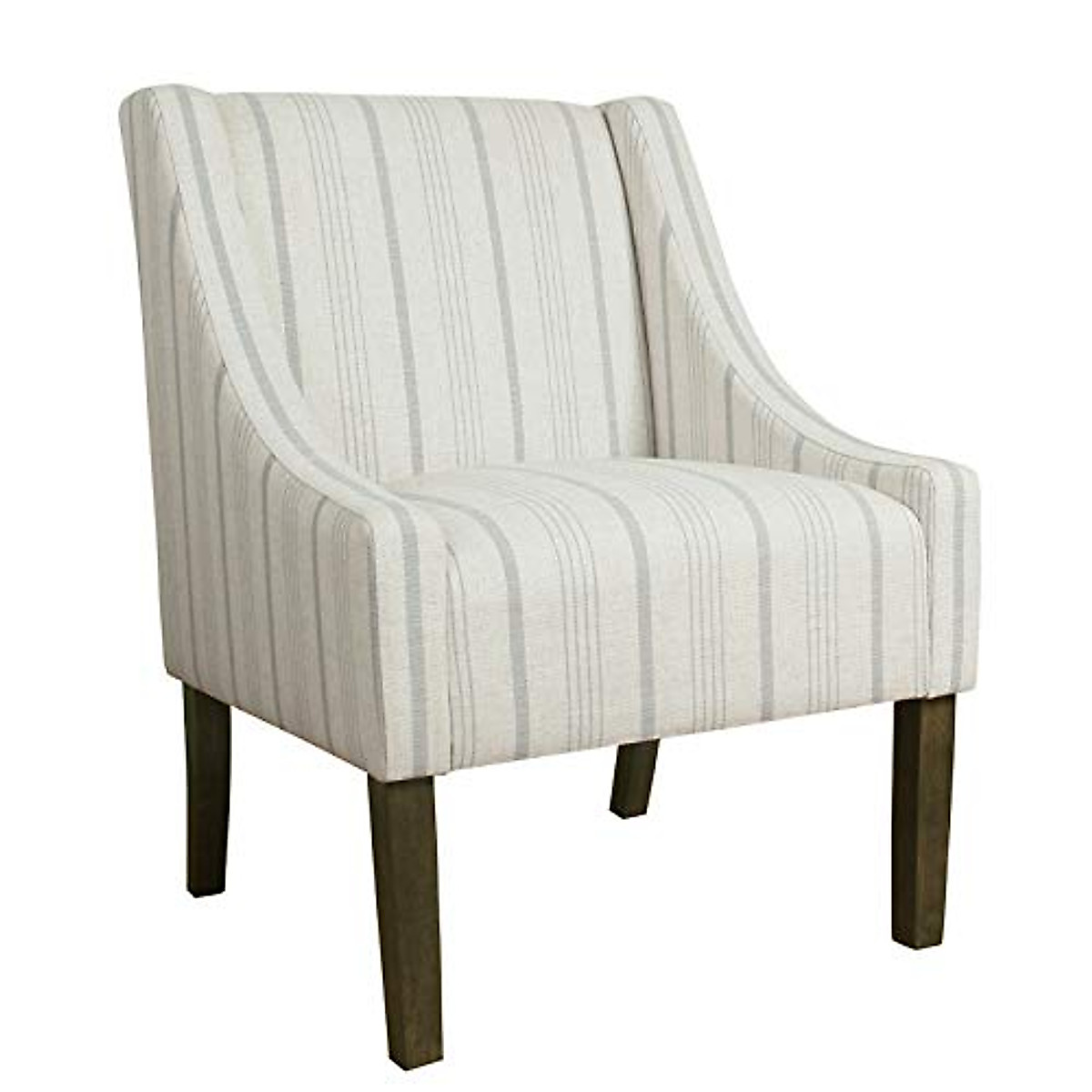 HomePop Modern Swoop Arm Accent Chair, Dove Grey Stripes