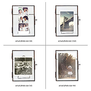 Isaac Jacobs 5x7, Antique Bronze, Vintage Style Brass and Glass, Metal Floating Picture Frame (Vertical) with Locket Closure, for Photos, Art, & More, Tabletop Display (5x7 Antique Bronze)