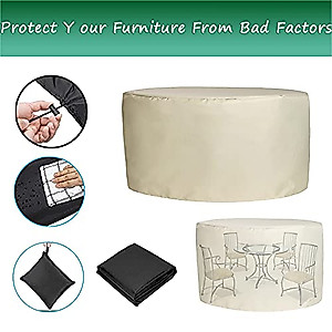 RURGLY 24x24 in Round Garden Patio Furniture Table Cover Waterproof, 420D Heavy Duty Fabric-Double, Breathable Outdoor Furniture Cover