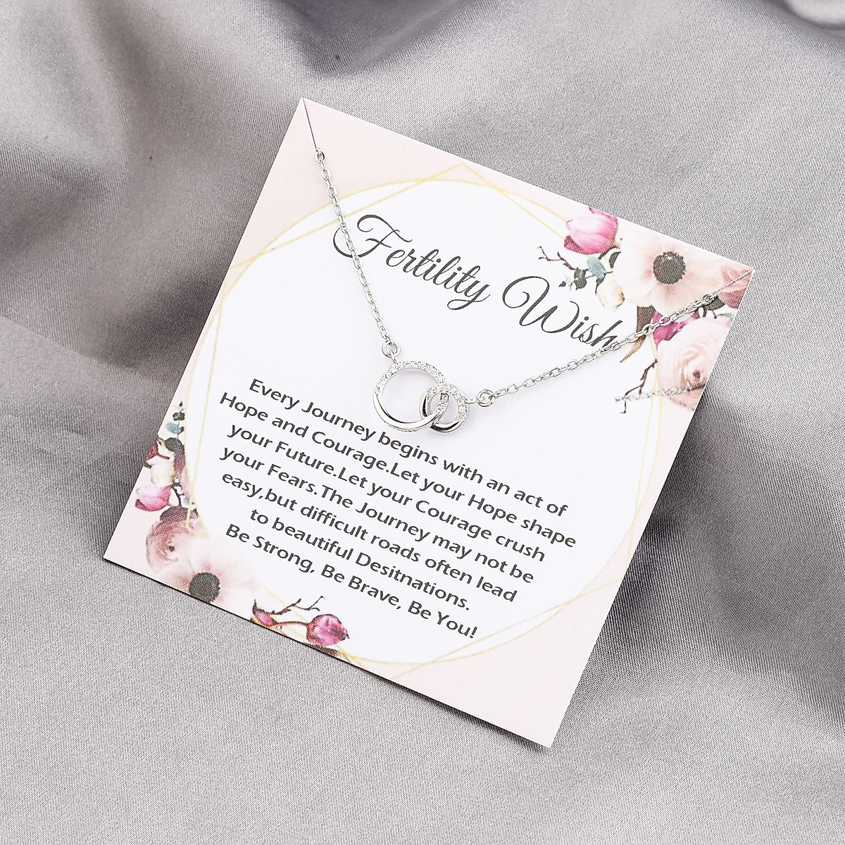 MYOSPARK IVF Gift Fertility Wish Necklace Message Card Jewelry IVF Pregnant Wish Gift IVF Encouragement Gift Transfer Day TTC Gift (Fertility Card NL)