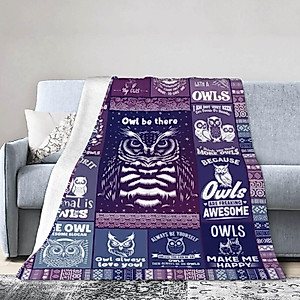 Homieblanket Owl Blanket for Boys Girls, Cute Owl Themed Design Printed Purple Throw Blankets for Kids Lap, Chair Sofa, Warm Soft Cozy Blanket, 40"x 50"