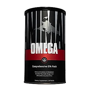 Animal Omega-Omega 3 6 Supplement-Fish Oil,Flaxseed Oil,Salmon Oil,Cod Liver,Herring, and more-10 Sources of Omegas and EFAs -Full dose of EPA,DHA,CLA+Absorption Complex-Pack of 30(Packaging may vary)