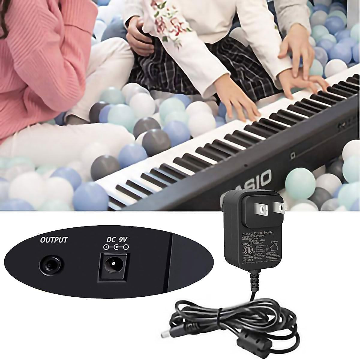 DC 9V Power Adapter for Casio Keyboard WK-110 WK-200 WK-210 CTK-720 CTK-710