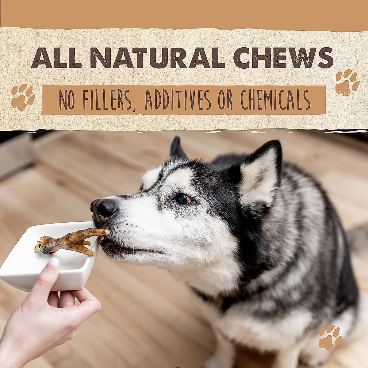 Mighty Paw Naturals Chicken Feet Dog Treats (30 Pack) | 100% Natural Dehydrated Chicken Feet for Dogs. Dried Chicken Feet for Dogs and Pets. Single Ingredient Chews