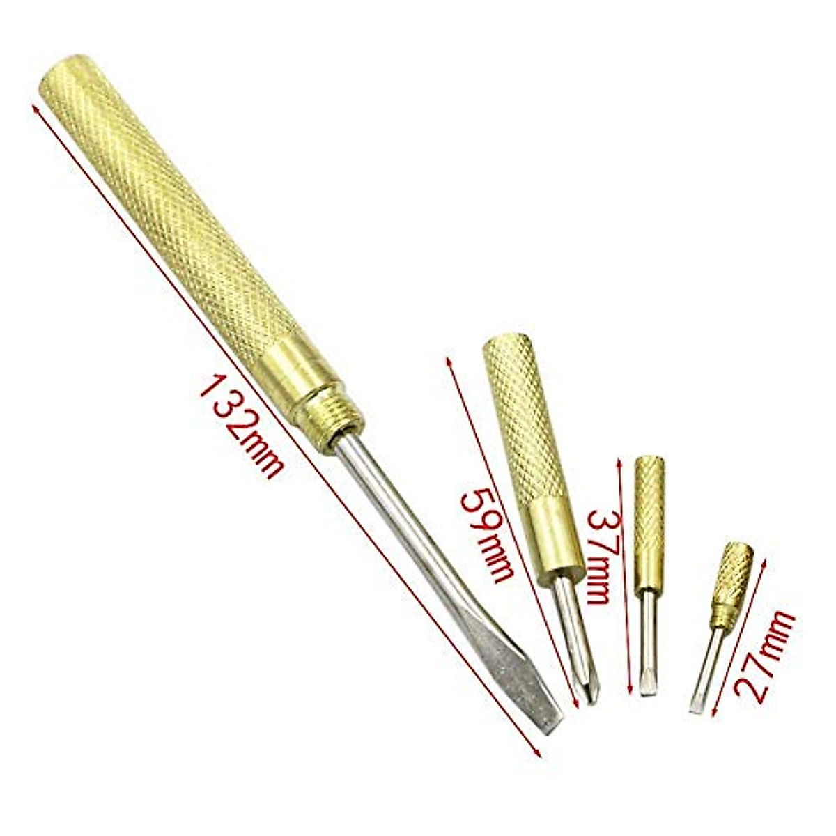 Kinobo 6 in 1 Mini Multifunction Copper Hammer & Screwdriver Hand Tools Ideal for Watchmaker Jewelers and Eating Walnuts. (Gold)