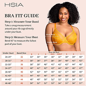 HSIA Women's Underwire Bra Minimizer Lace Floral Bra Unlined Unpadded Plus Size Full Coverage Bra