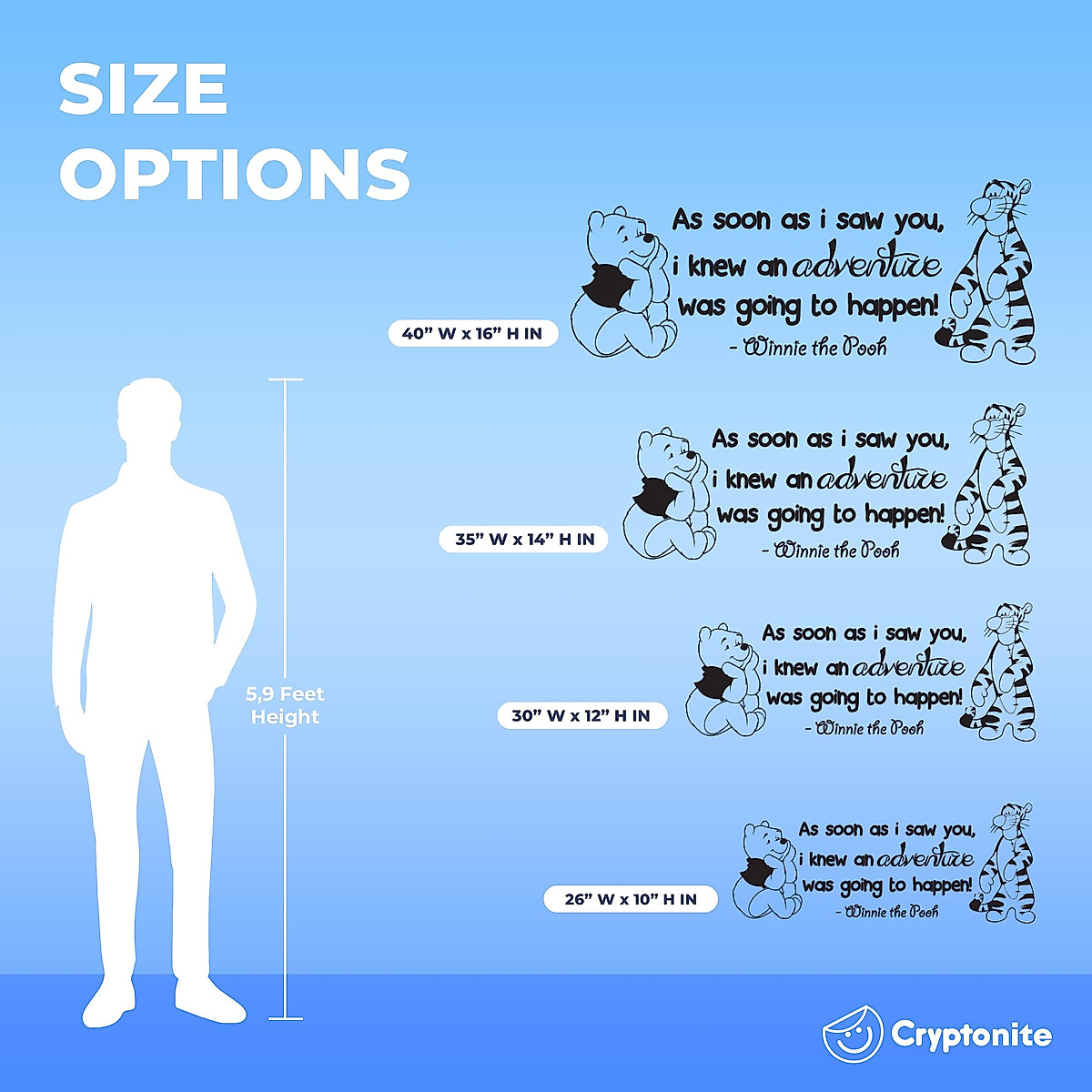 Winnie Pooh & Tigger - As Soon As I Saw You Quote Baby Room Wall Decal- Decal for Baby's Room (Wide 40" x 16" Height)