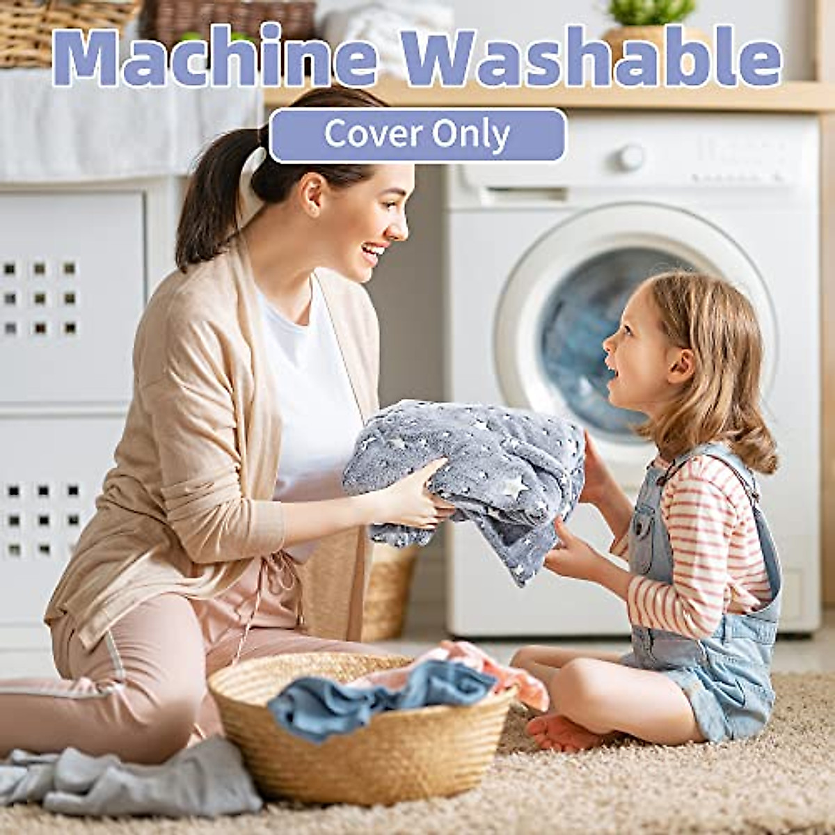 HOMBYS Glow in The Dark Stuffed Animal Bean Bag, Luxurious Flannel Kids Bean Bag Chairs Cover, Extra Large 32” Round Bean Bag for Kids with Zipper, Plush Toys Holder and Organizer -Only Cover