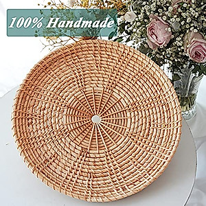 11inch Round Decor Rattan Centerpiece Tray for Candle Vase Holder Keys Remote Tray for Entryway Table Bread Serving Tray for Coffee Table Home Decor