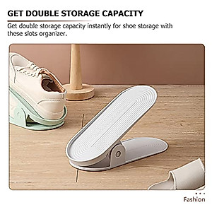 Cabilock Sneaker Rack 2pcs Shoe Slots Adjustable Height Shoe Stacker Shoe Organizer Shoes Storage Holder Display Rack with Double Decker for Closet Shoe Holder Rack Space Saver Grey Sneaker Shelf