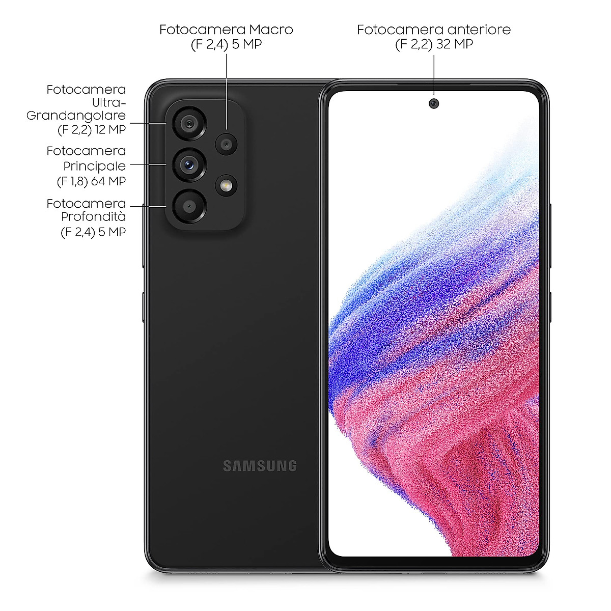 Samsung Galaxy A53 4G (SM-A536B/DS) Dual SIM,128GB + 6GB, Factory Unlocked GSM, International Version (Fast Car Charger Bundle) - (Awesome Black)