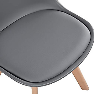 Yaheetech Dining Chairs DSW Chair Accent Chair Shell PU Side Chair with Beech Wood Legs Modern Mid Century Eiffel Inspired Chair Upholstered Dining Room Living Room Bedroom Kitchen Dark Gray, 4Pcs