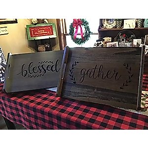 Beautiful Handrcrafted Farmhouse Style Carved Engraved Wooden Ottoman Tray Lap Tray or Camper Stove Cover with Optional Personalization
