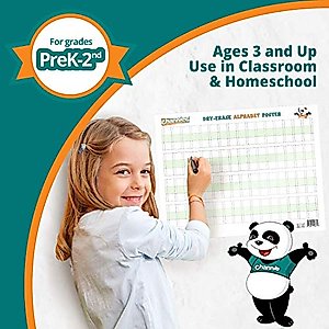 Channie’s Visual Two Sided Large Dry Erase Alphabet & Numbers Poster Board, Use in Classroom and Homeschool; Size 22” x 17”, Ages 3 and Up, PreK – 2nd