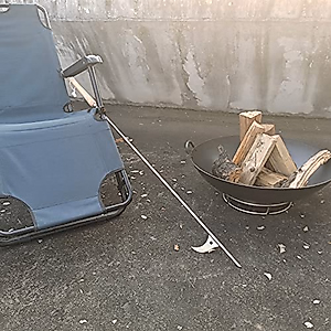 Manucode Fire Pit Poker, 42 Inch Stainless Steel Fire Poker with Wooden Handle for Fireplace, Campfire & Bonfires