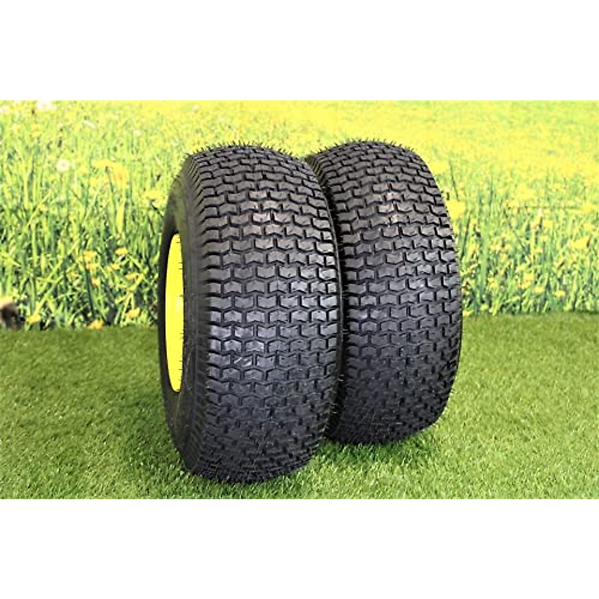 (Set of 2) 20x8.00-8 Tires & Wheels 4 Ply for Lawn & Garden Mower Turf Tires w/ Keyed Hub Wheel