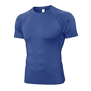 Mens Compression Shirts Running T-shirt Breathable Sport Shirts Short Sleeve Compression Shirt Tights Quick Dry Tee White XL